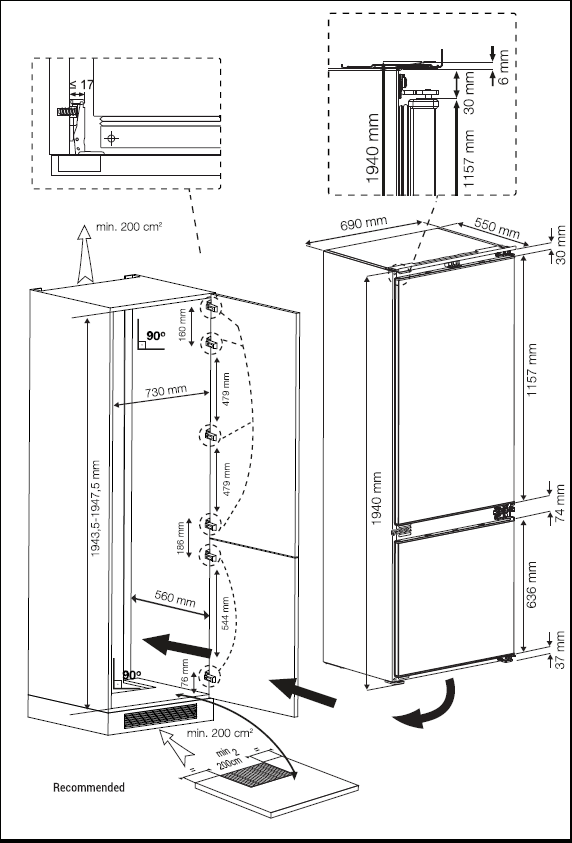 Réfrigérateur / Congélateur encastrable BCSE400E40SN | Beko