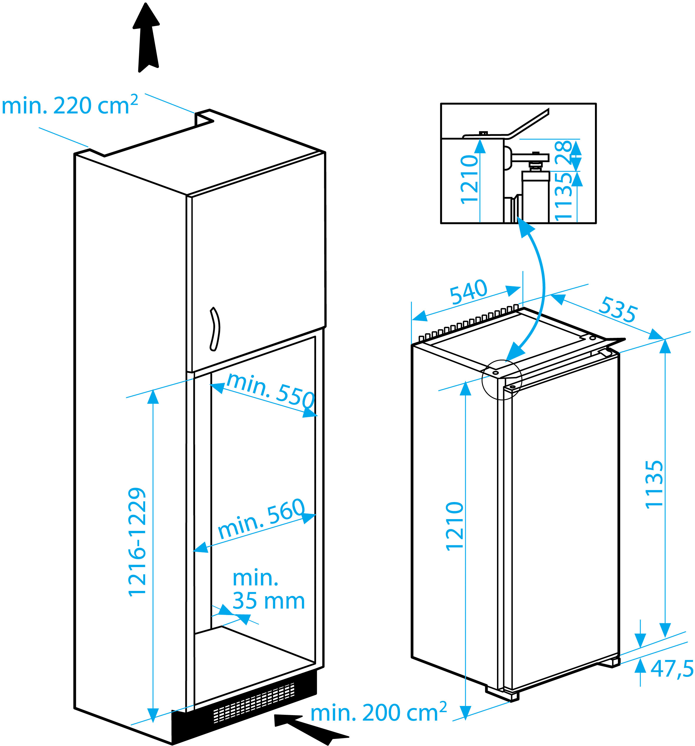 Réfrigérateur / Congélateur encastrable RBI2301 | Beko