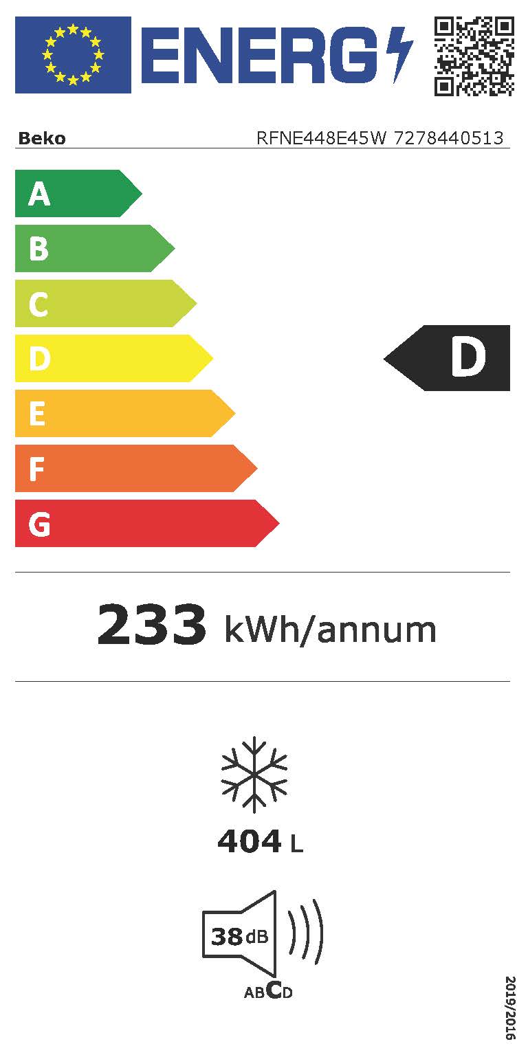 Congélateur RFNE448E45W | Beko